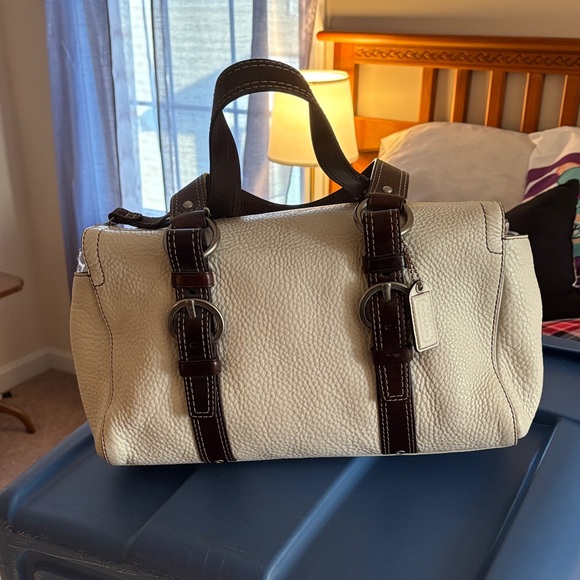 Coach | Bags | Coach Ivory And Dark Brown Satchel | Poshmark
